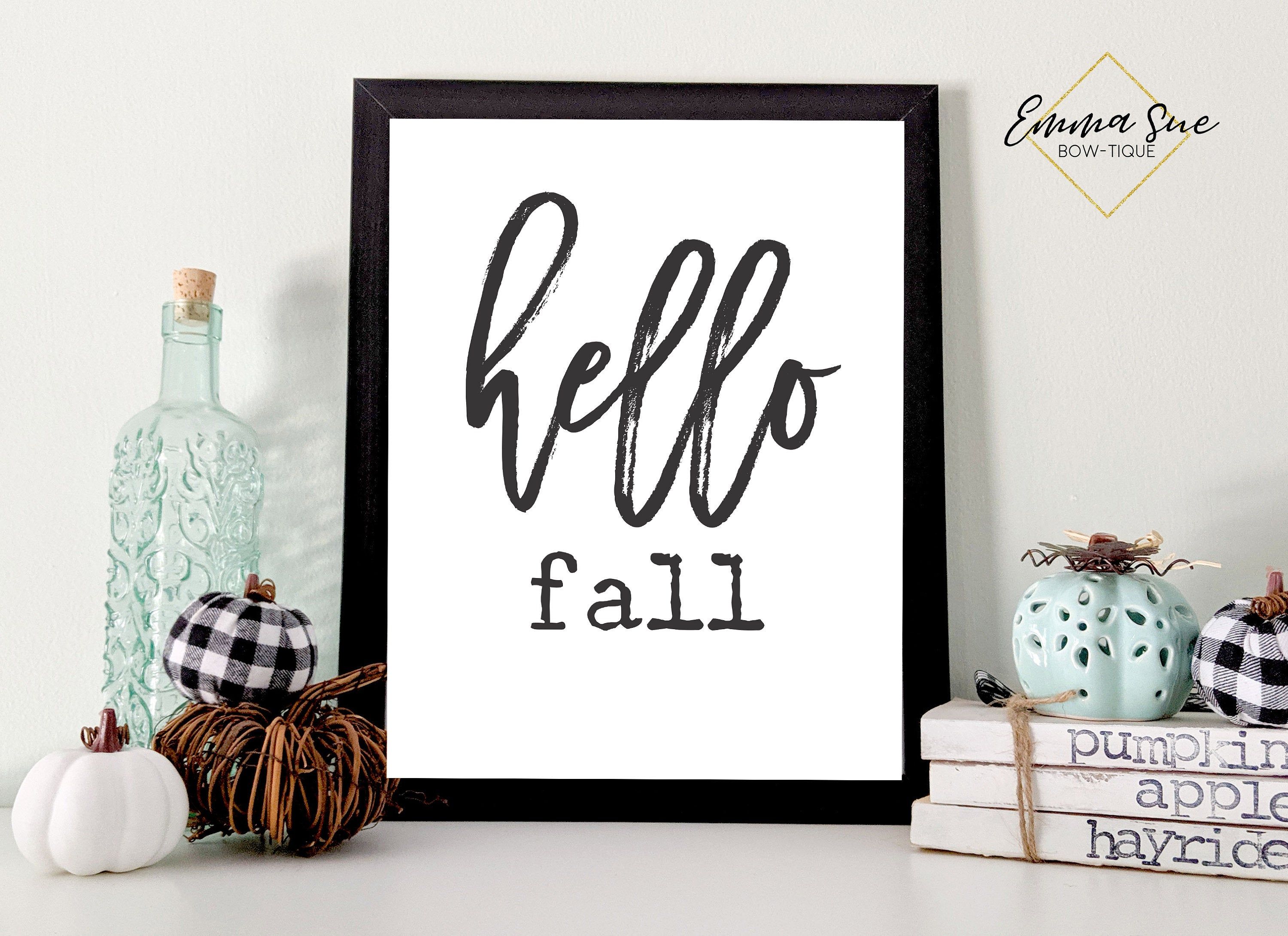 Hello Fall - Fall Autumn Decor Printable Sign Farmhouse Style - Digita ...