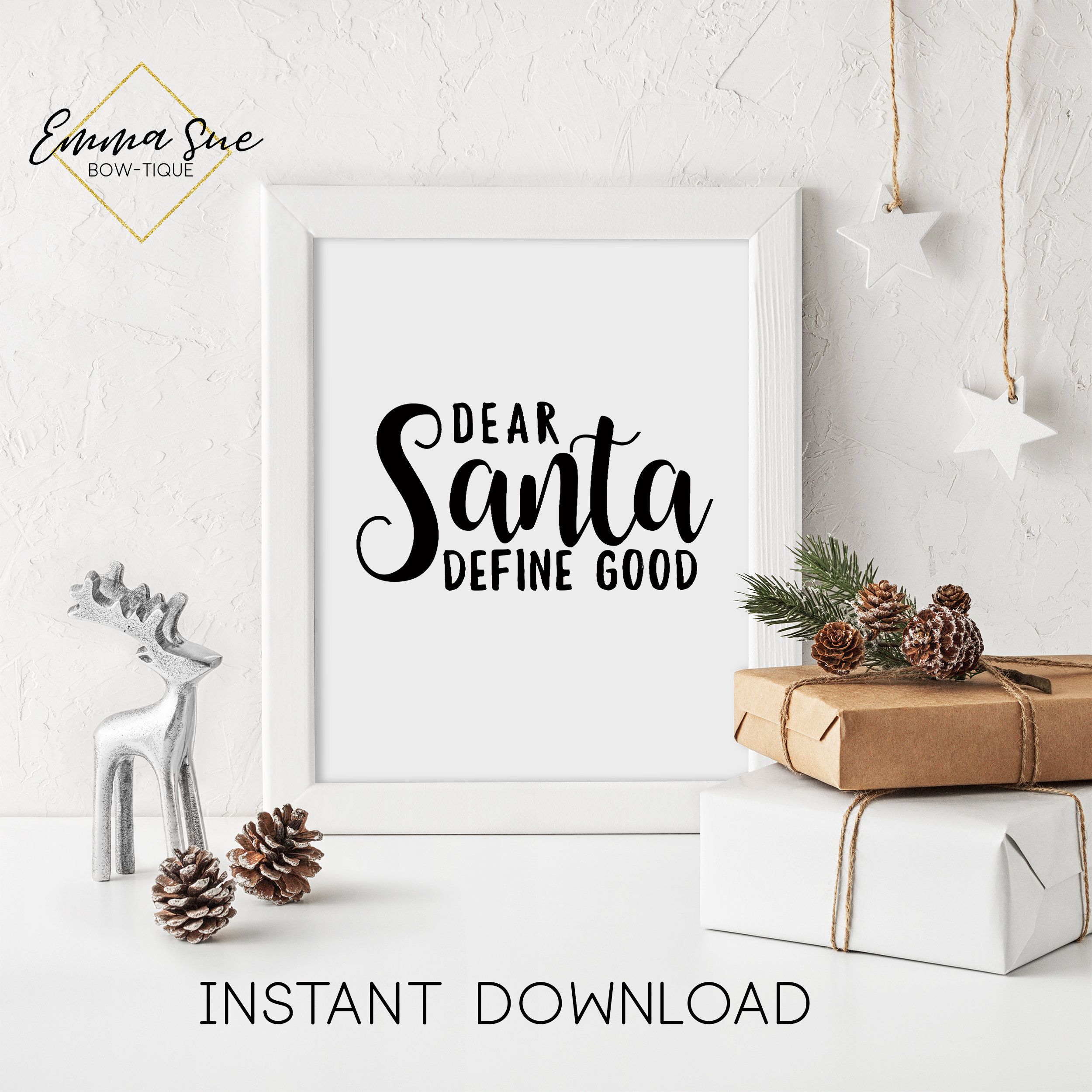 Dear Santa, Define Good - Christmas Decor Printable Sign Farmhouse Sty ...