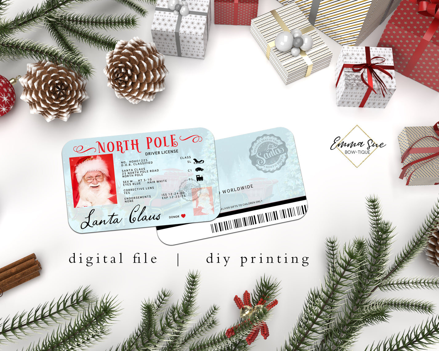 Santa Claus Driver's License | Instant Download | Digital File – Emma ...