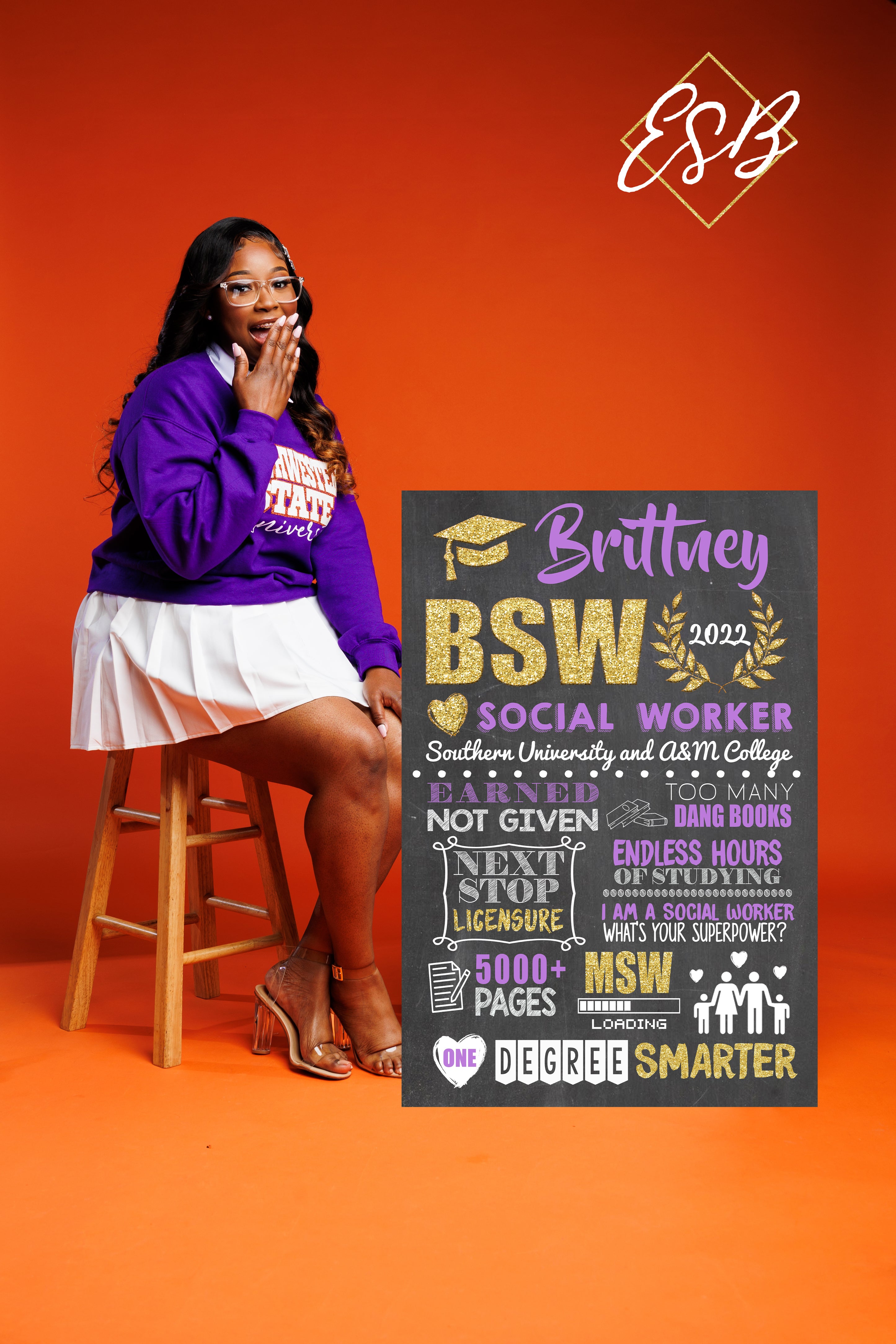 Social Worker (BSW) Custom Graduation Personalized Chalkboard Sign Pho ...