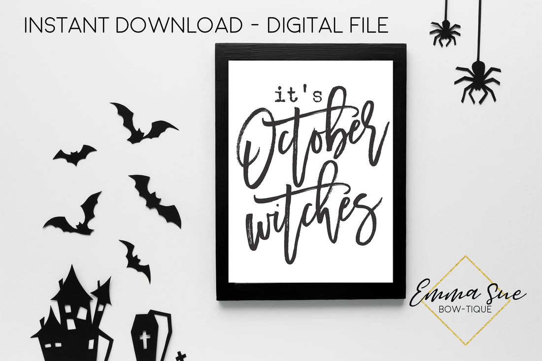 It's October Witches - Farmhouse Halloween Decoration Printable Art Si ...